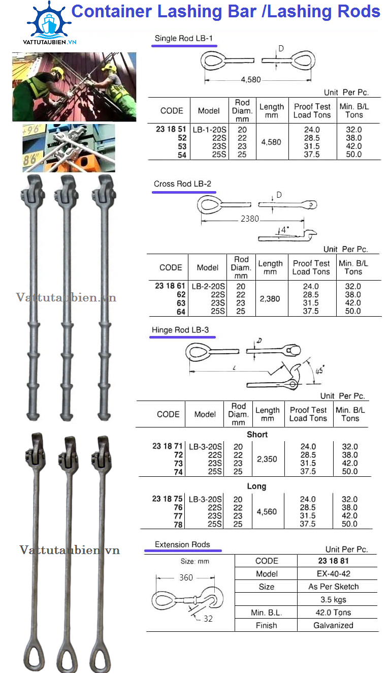 Container Lashing Bar - Vật Tư Tàu Biển